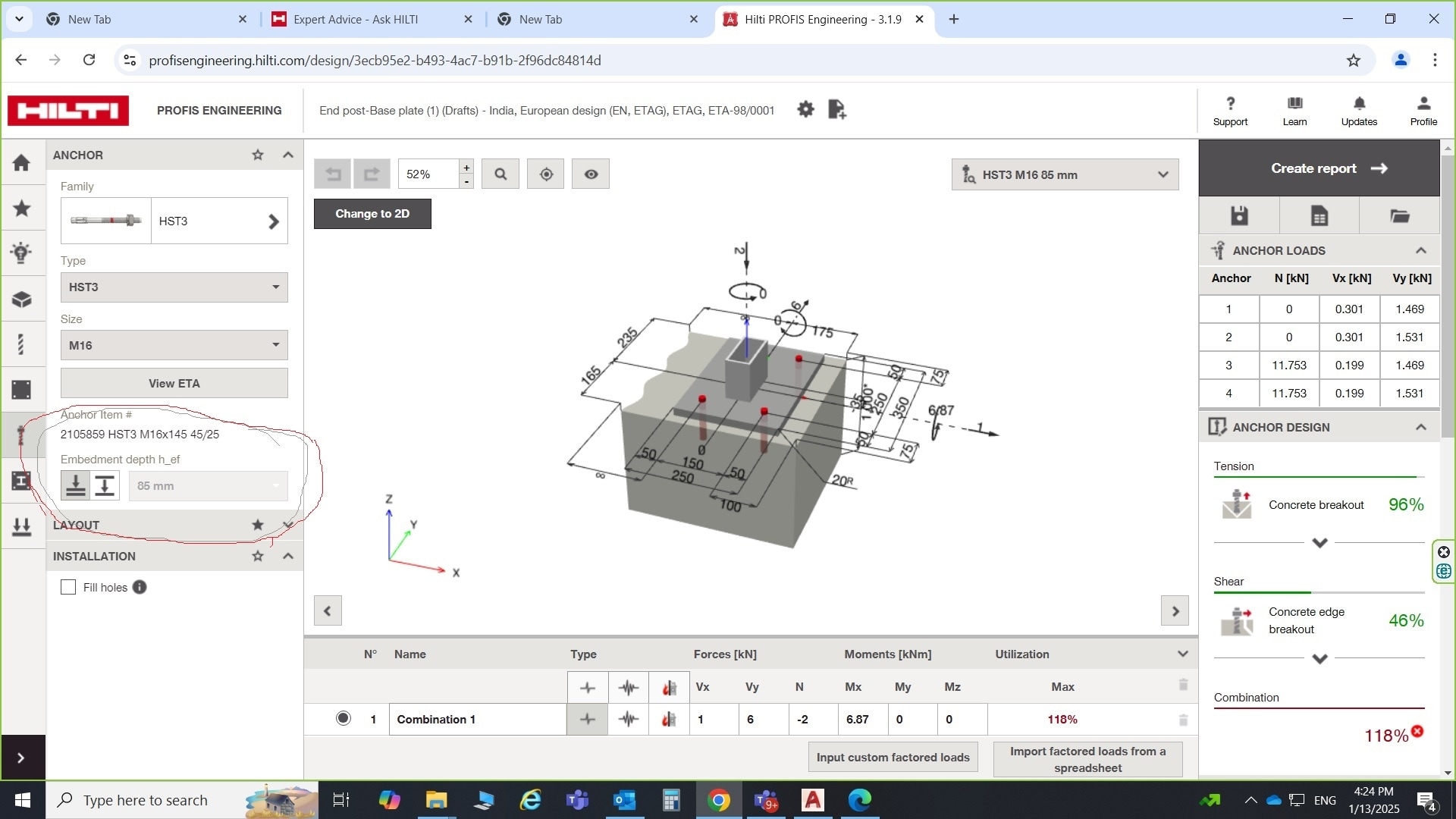 Anchor Depth in Profis - Wedge type bolts depth limitation in ...
