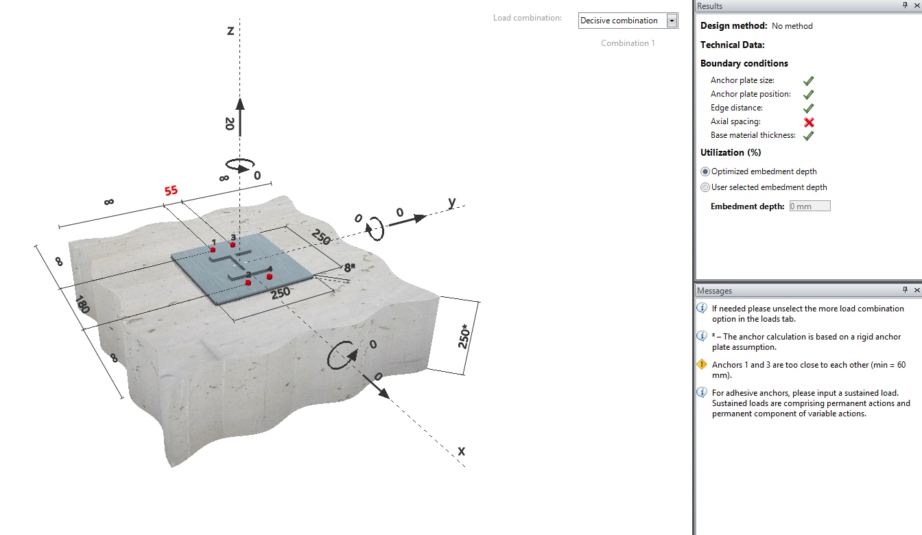 Minimum requirement of axial spacing in anchor design in Profi...