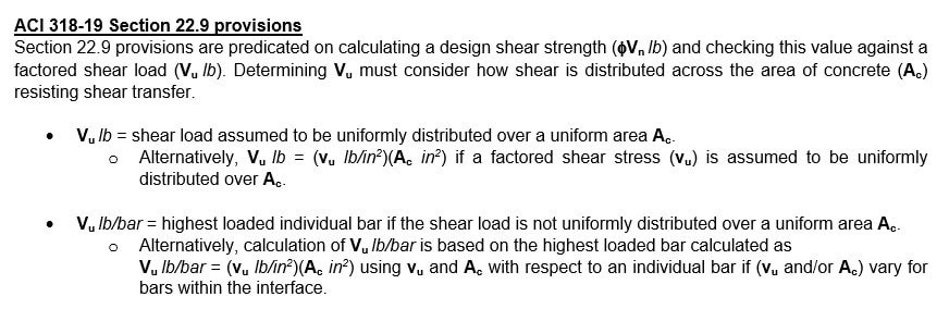 Shear Friction using ACI 318-19 Provisions for Post-installed ...