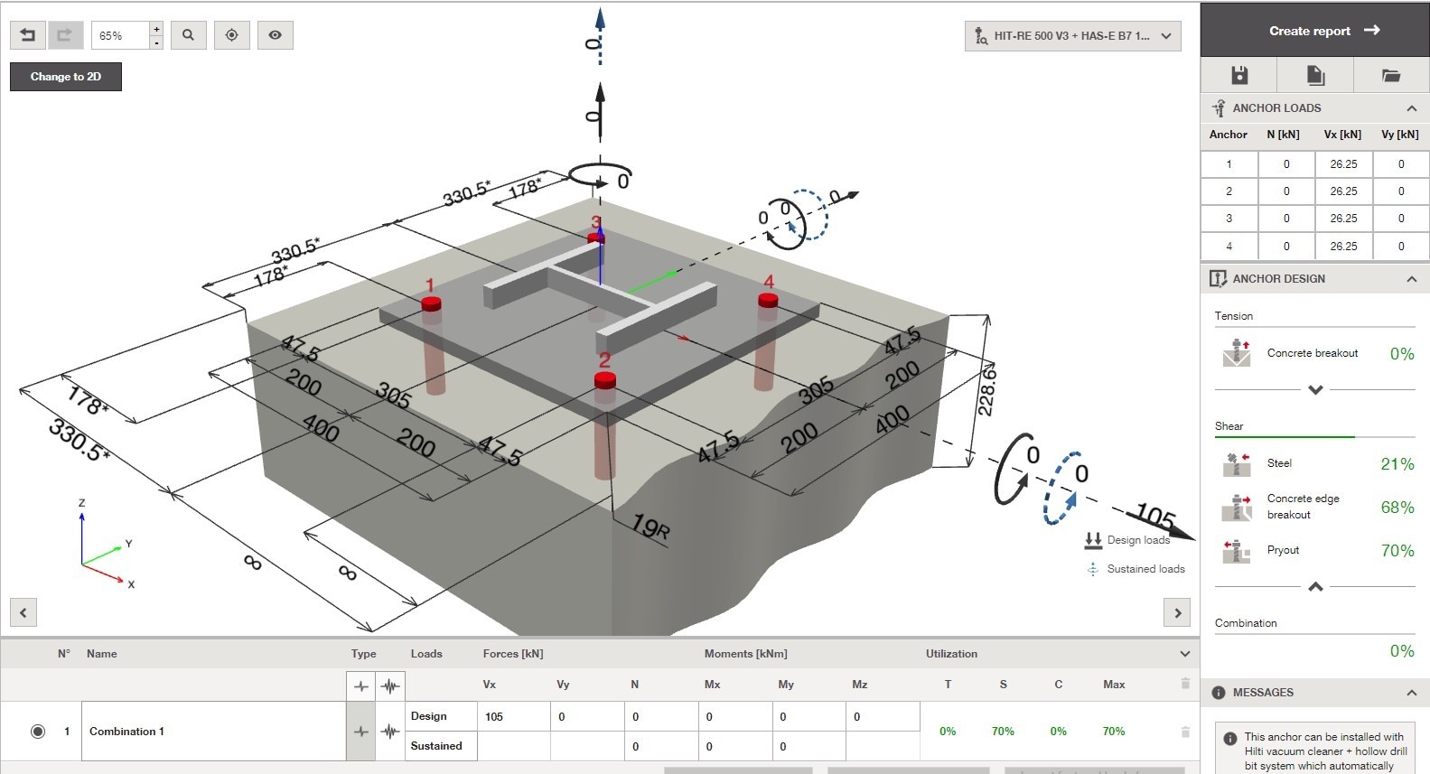 Profis - Concrete Edge breakout - Fails at 10,00mm edge distan...