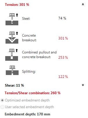 Embedment depth - User selected option disabled - User embedme...