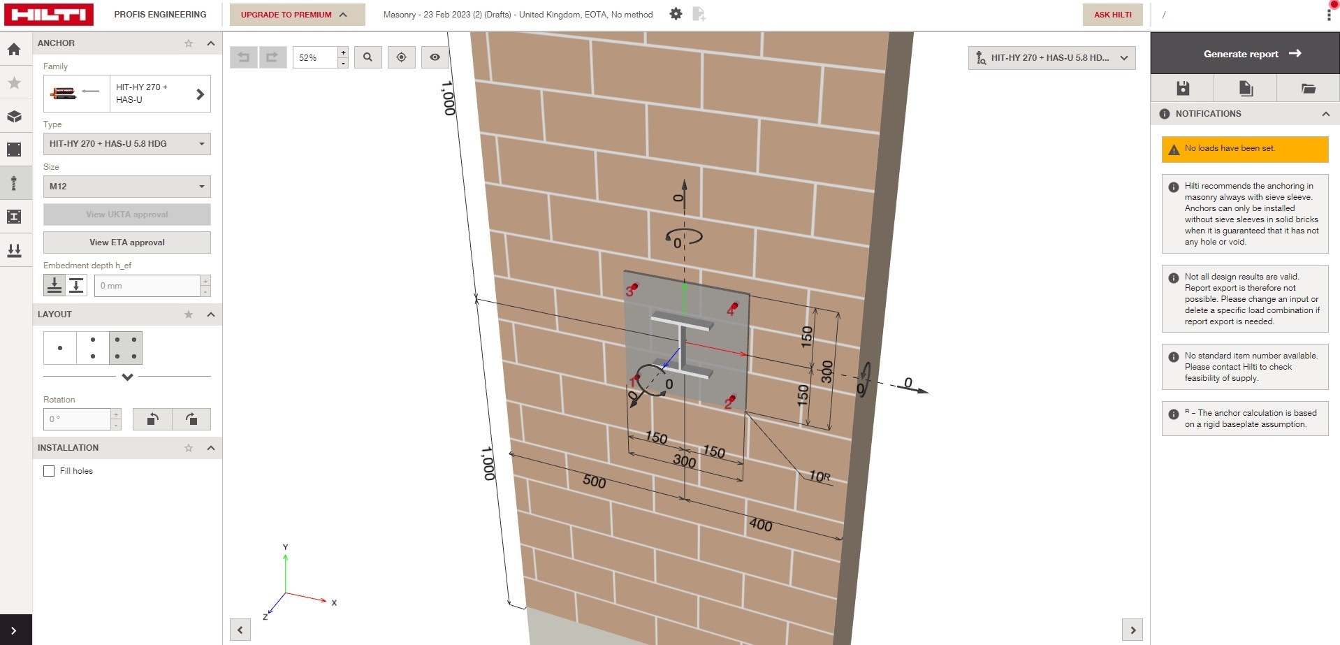 Hilti Profis Engineering - Anchor layout dimensions are not sh...