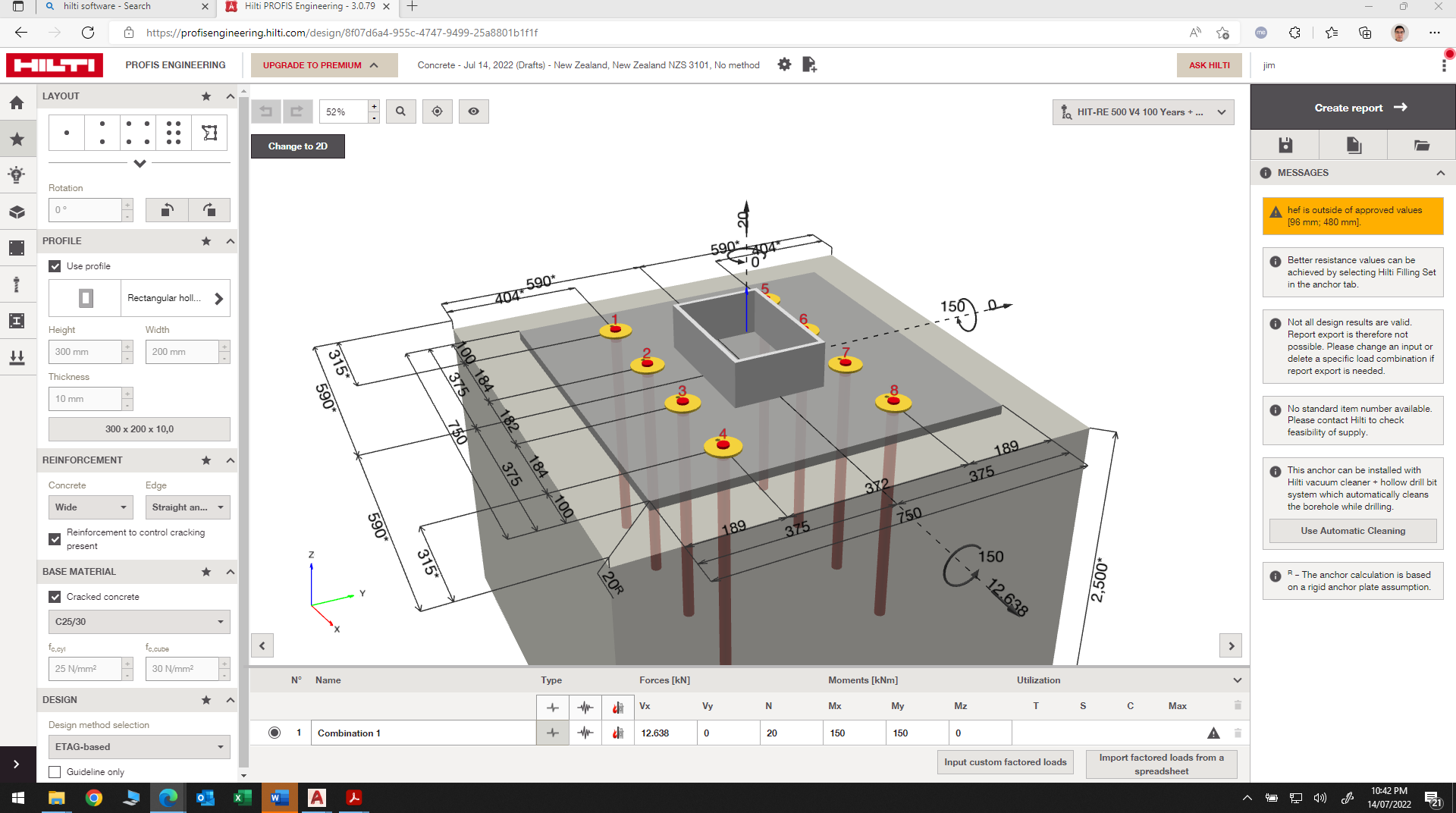 analysis warning - Hef warning, baseplate Analysis - Hilti USA