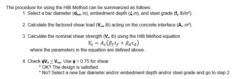 Interface Shear Transfer Design using the Hilti Method for Pos...