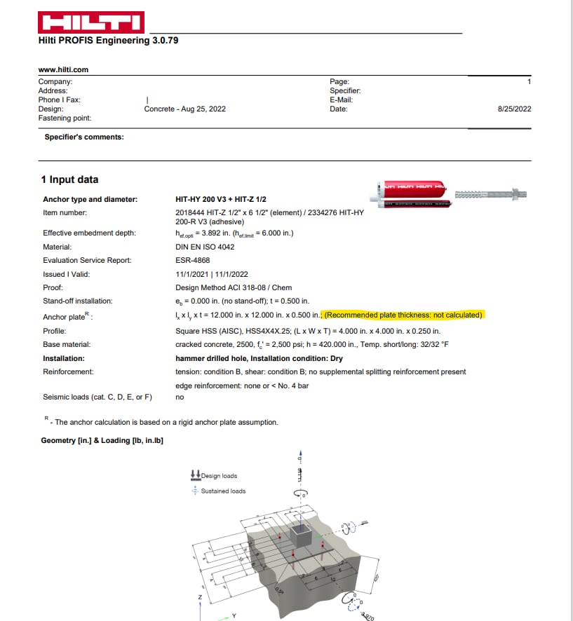 BASE PLATE THICKNESS - Profis engineering software, baseplate ...