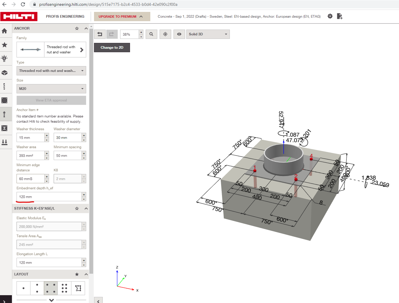 Increase embedment depth h_ef - specified embedment, tension i...