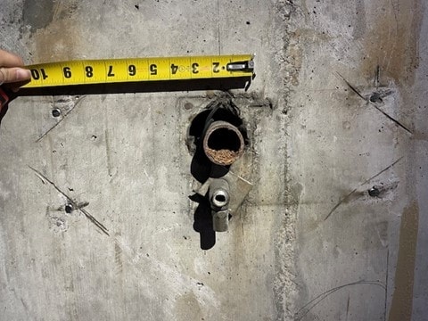 1-hr penetration detail in concrete wall with access on one si...