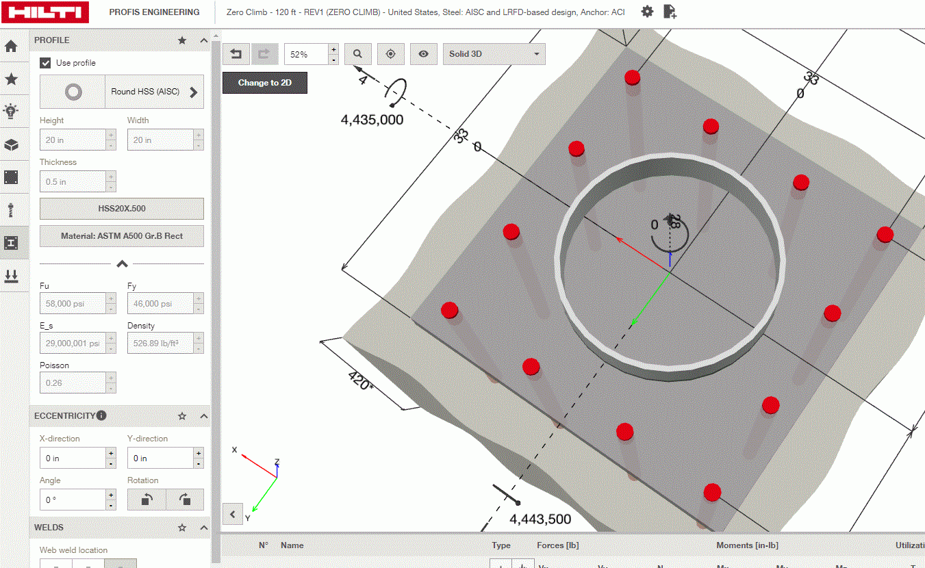 Can I create a custom steel section in profis base plate ancho...