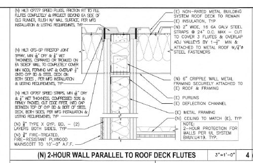 Head of Wall 2hr CMU to nonrated metal deck - Head of wall, Me...