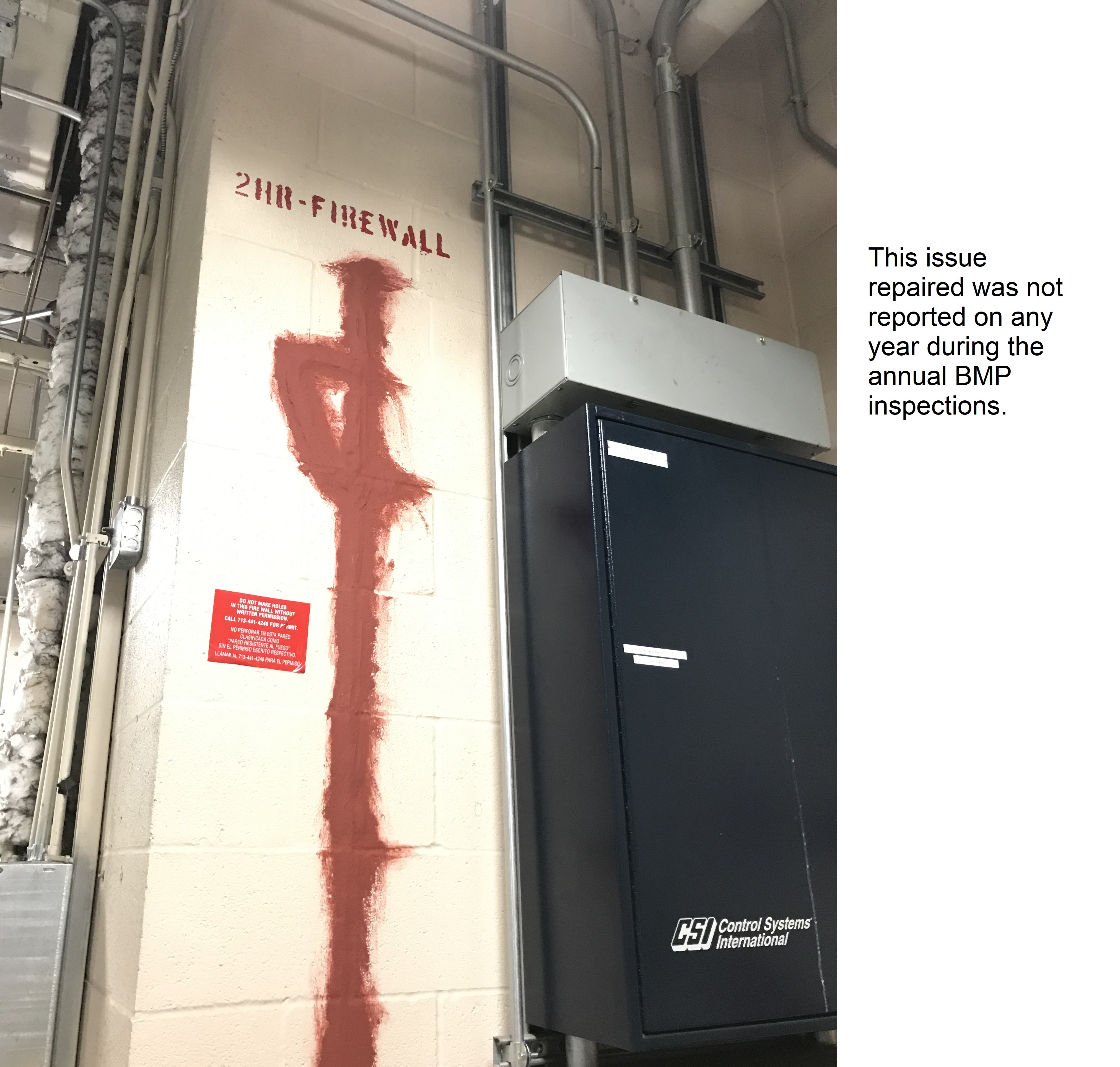 Fire stopping stress crack in 2 Hr rated CMU - concrete, CMU