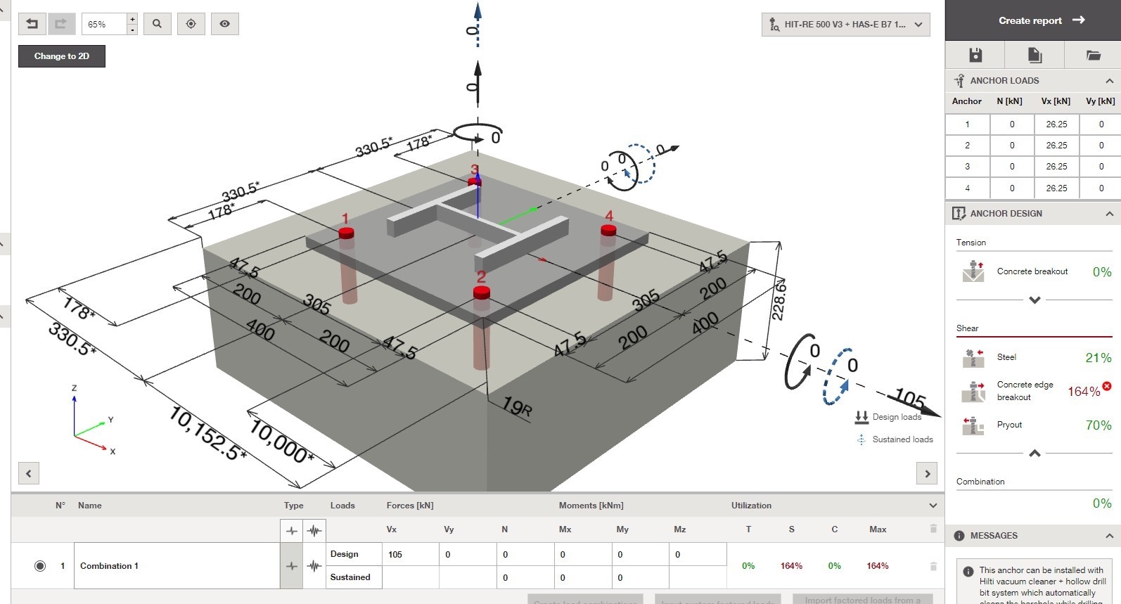 Profis - Concrete Edge breakout - Fails at 10,00mm edge distan...