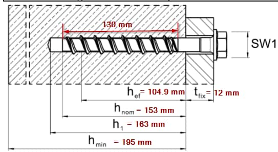 Specification of embedment for screw anchors - specification,