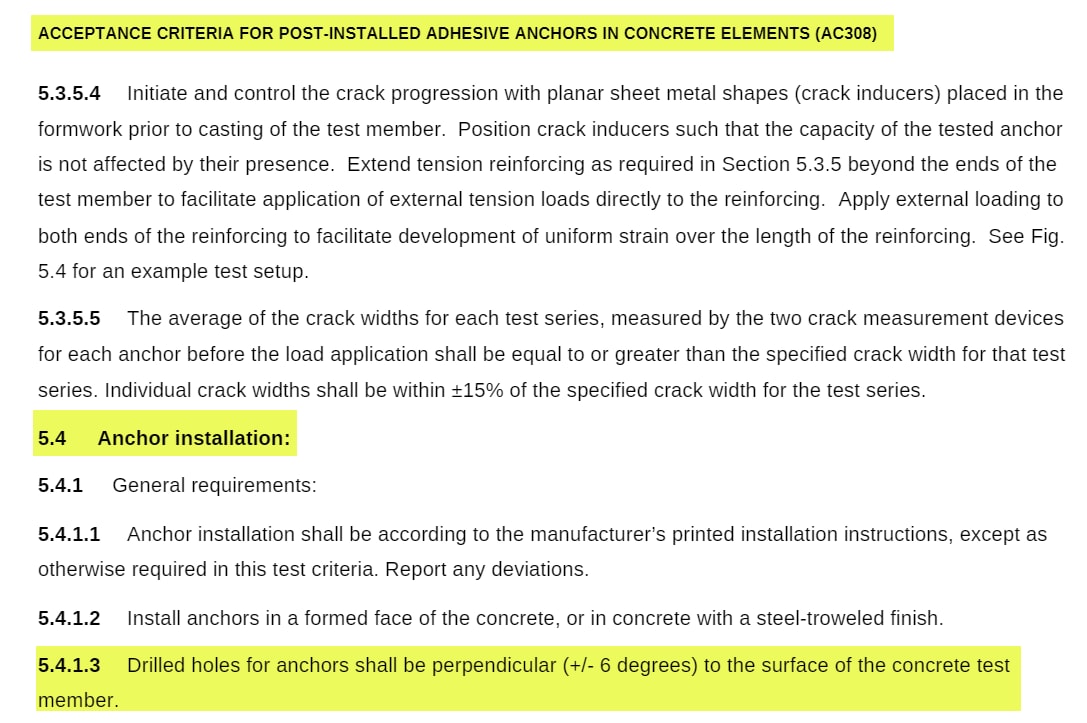Angle of Inclination - chemical anchors, Design codes - Engine...