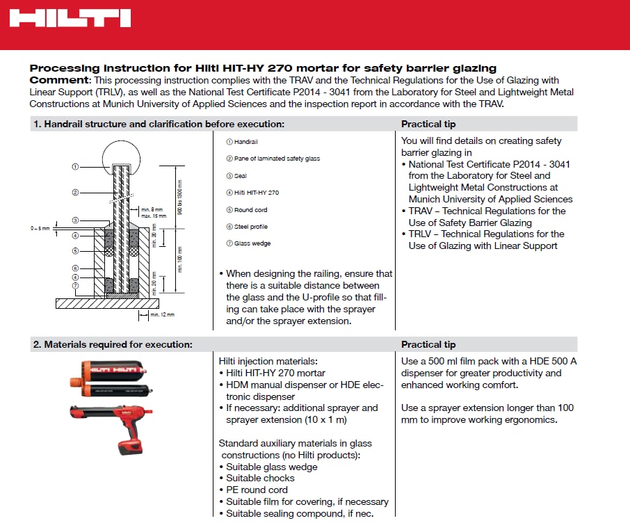Safety Barrier & Glass Rails - HY170 - INJECTABLE MORTAR, HY27...