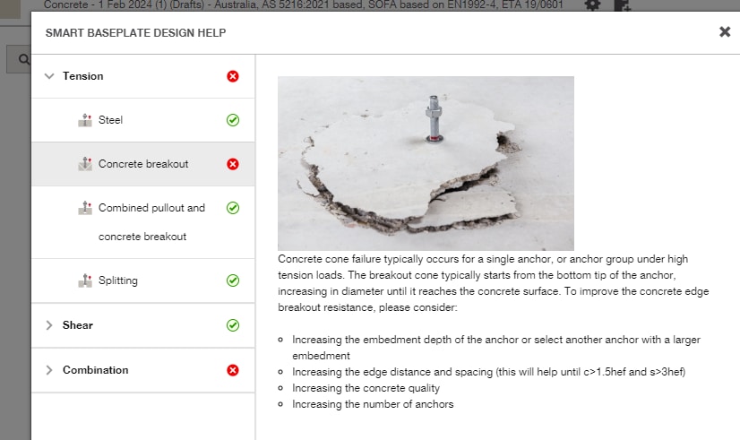 Concrete cone pullout - cone pullout, concrete reinforcement