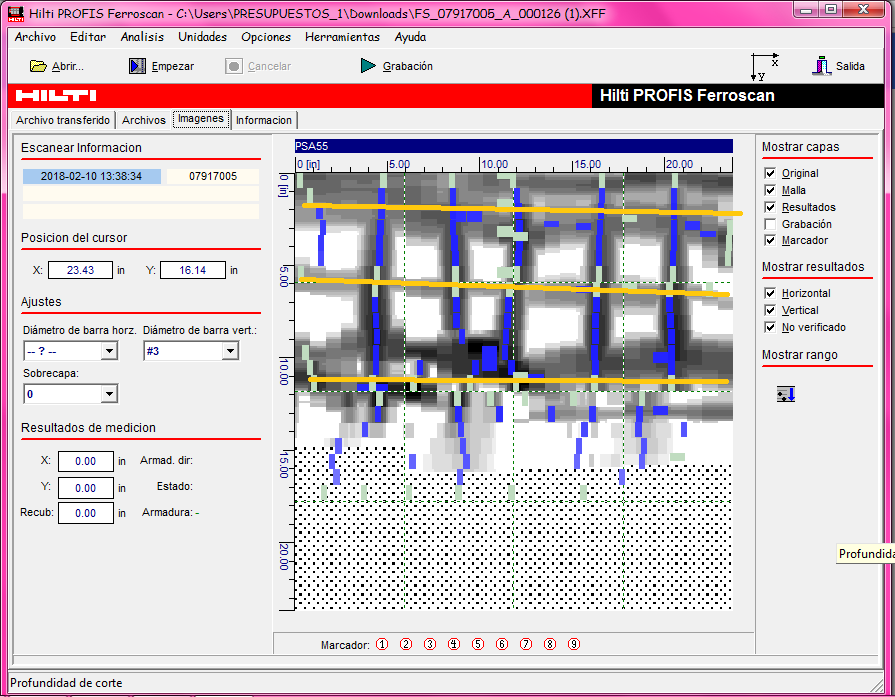¿Cómo utilizar el PS 200 ferroscan para leer el refuerzo longi...